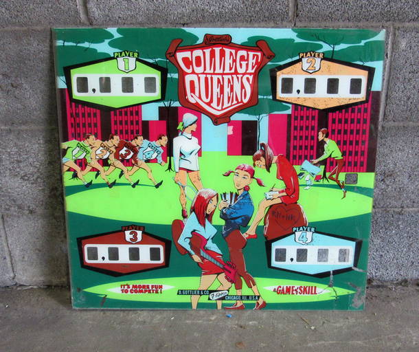 Gottlieb College Queens Pinball Backglass