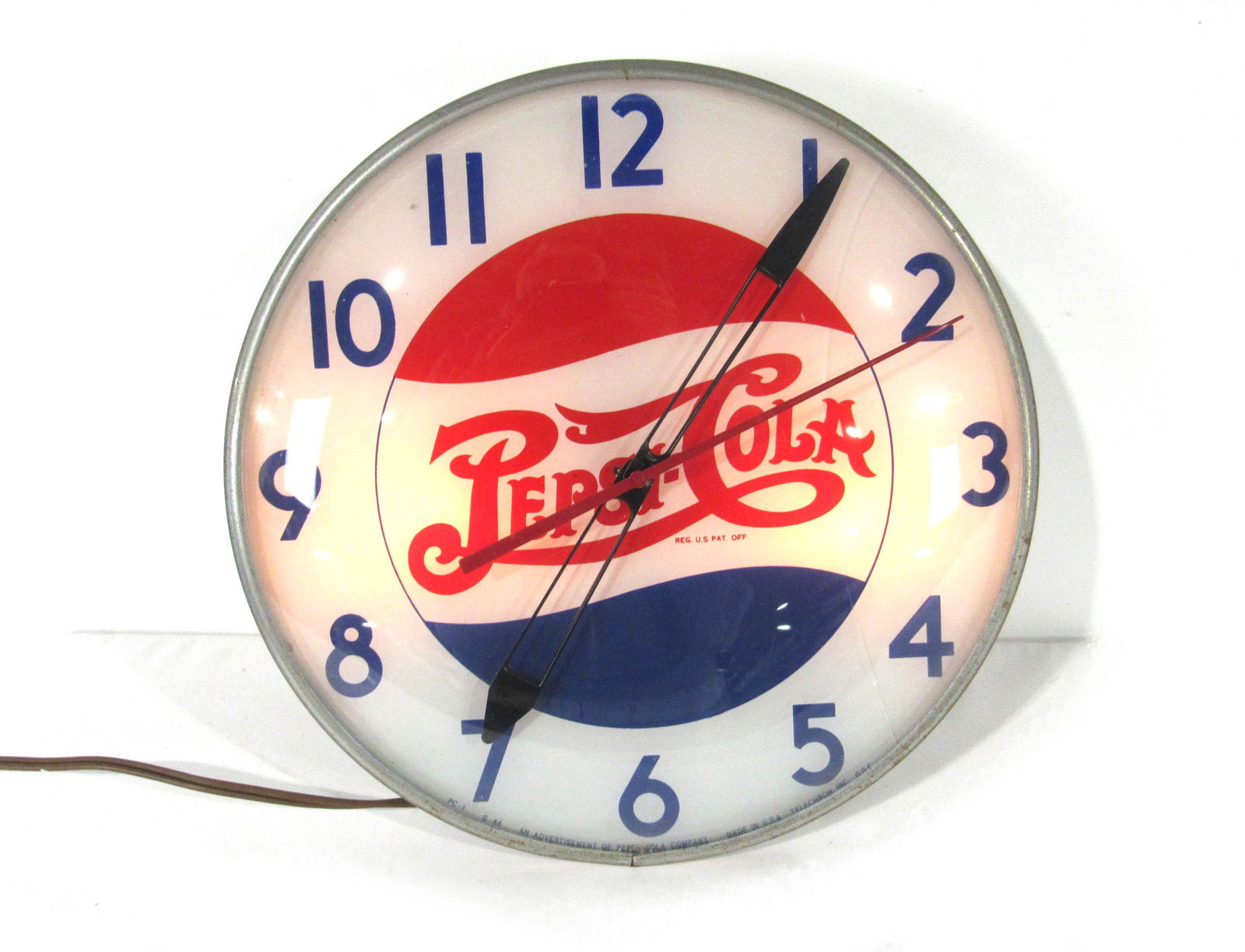 Pepsi Cola Double Dot Glass Pam Advertising Clock