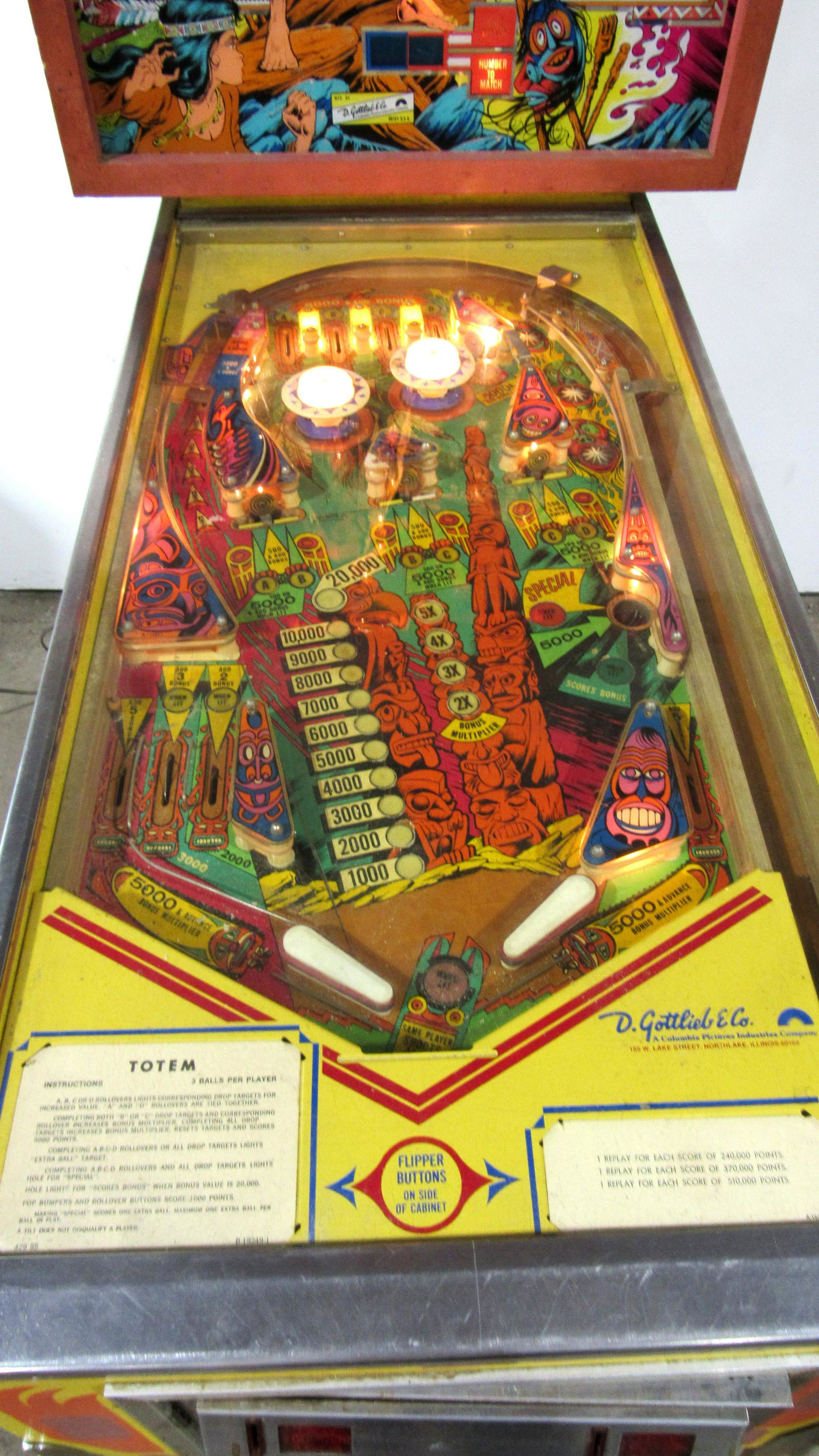 For Auction: Gottlieb Totem Pinball Machine (#0002) on Dec 10, 2020 ...