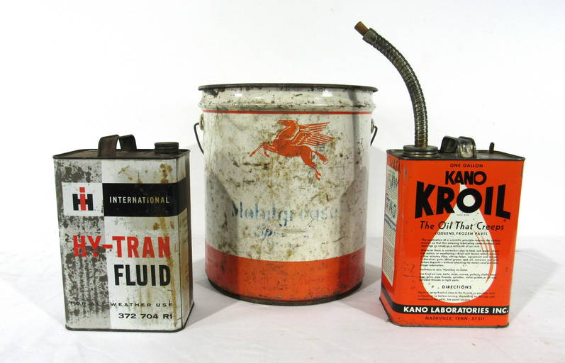 Grease Cans Including 5 Gallon With Mobil Oil Pegasus