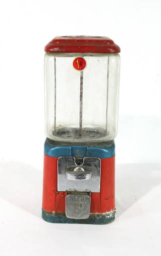 Red Acorn 1 Cent Glass Globe Gumball Machine