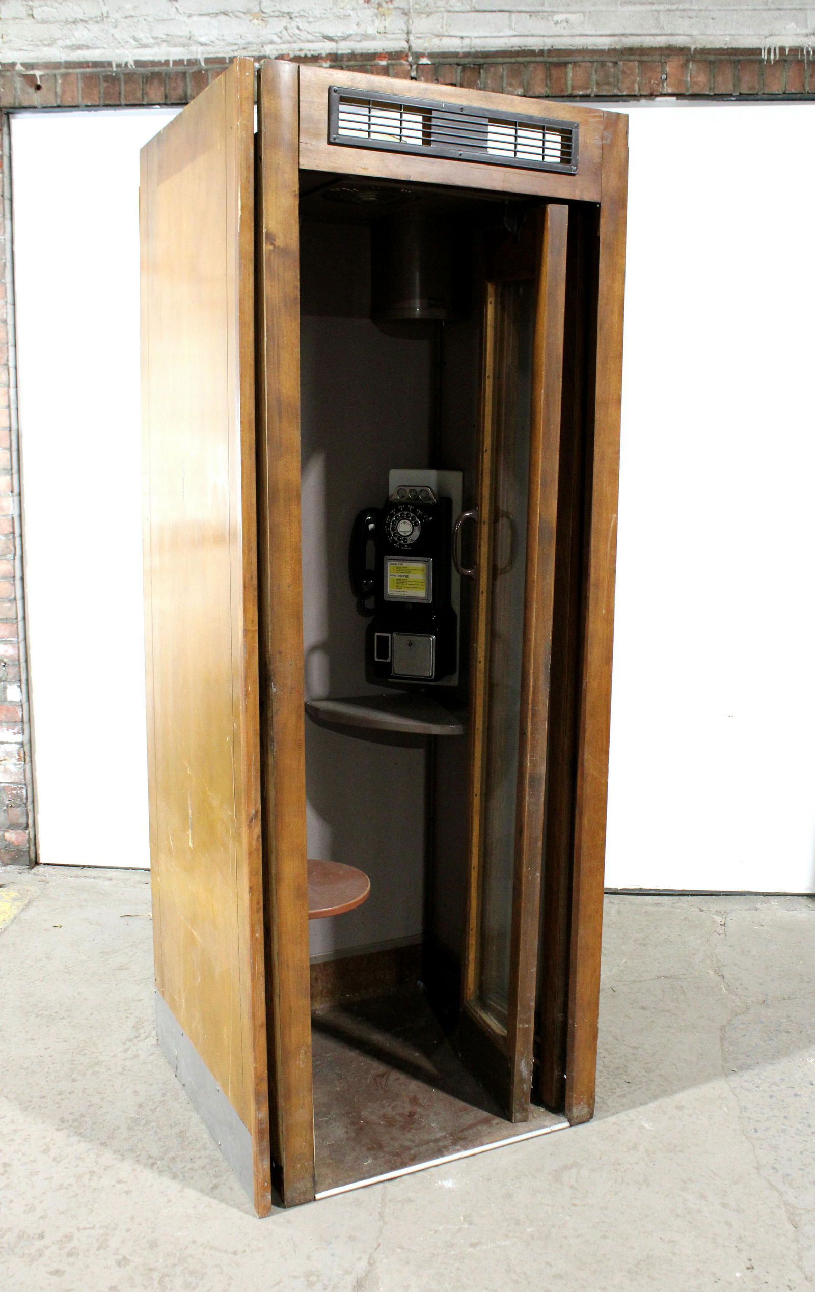 Antique Wooden Phone Booth With Phone