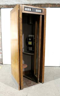 Antique Wooden Phone Booth With Phone