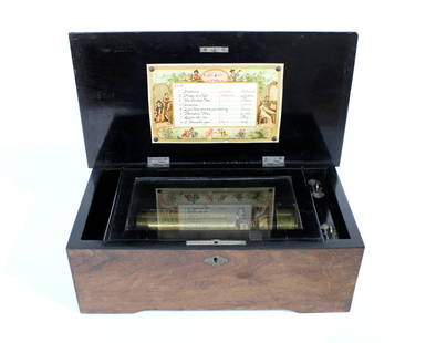 Antique Swiss Cylinder 8 Tune Music Box