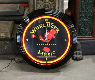Wurlitzer Jukebox Themed Neon Clock, Contemporary