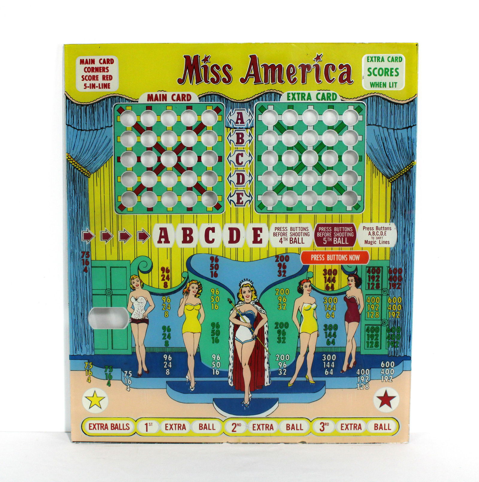 Bally Miss America Pinball Bingo Backglass