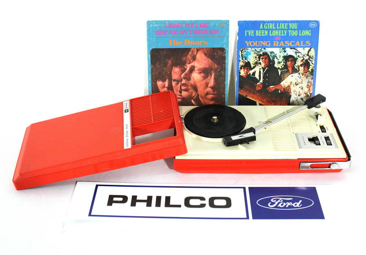 Red Philco/ Ford Model R-1376 "Hip Pocket" Record Player with Radio ...