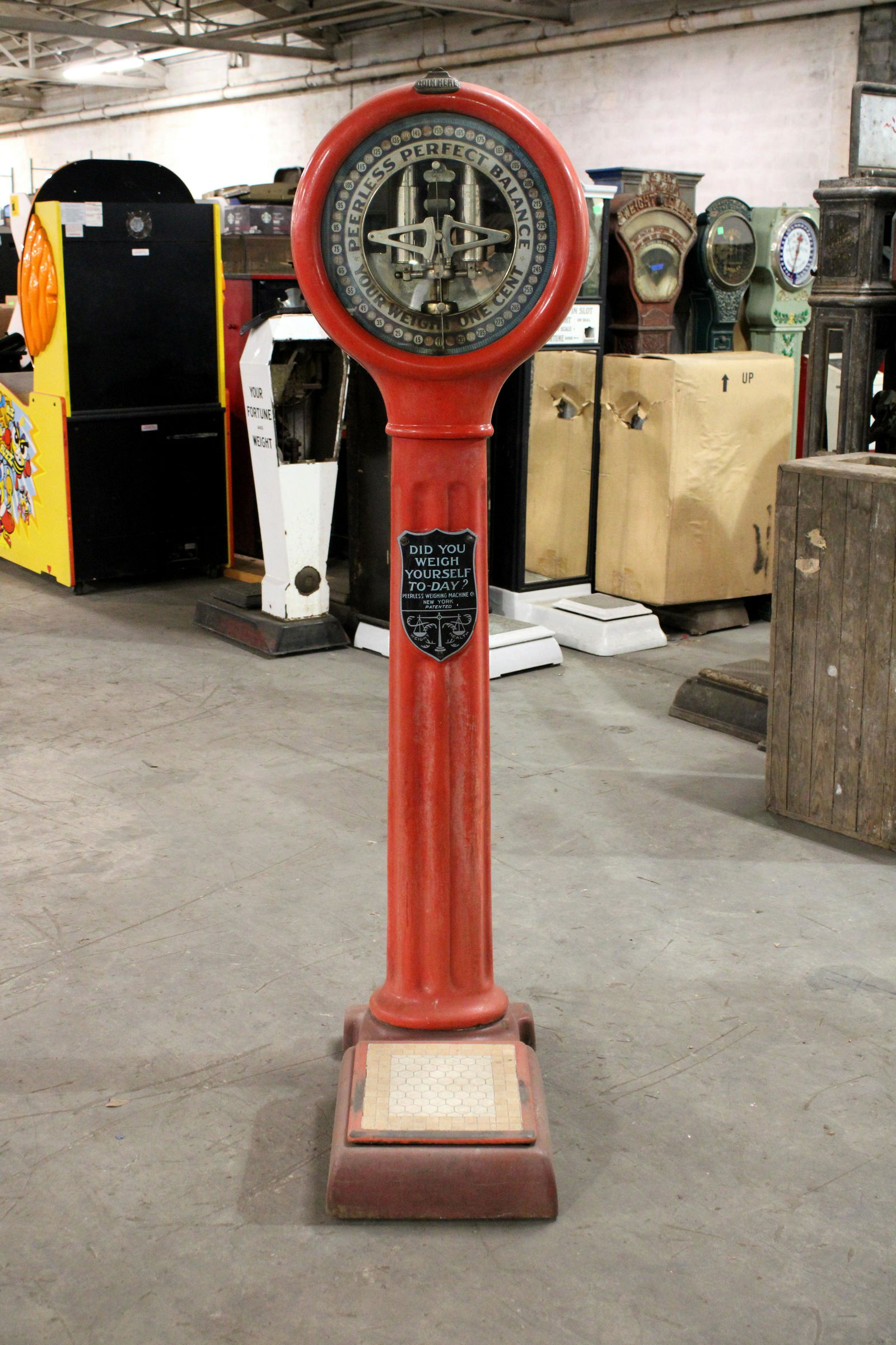 Peerless Lollipop Red Porcelain Penny Scale