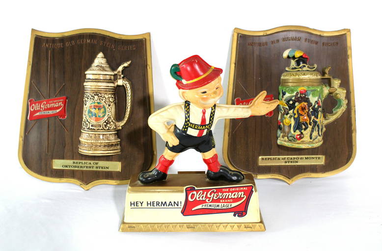 Old German Lager Beer Signs Incl. Herman, Queen City Brewing