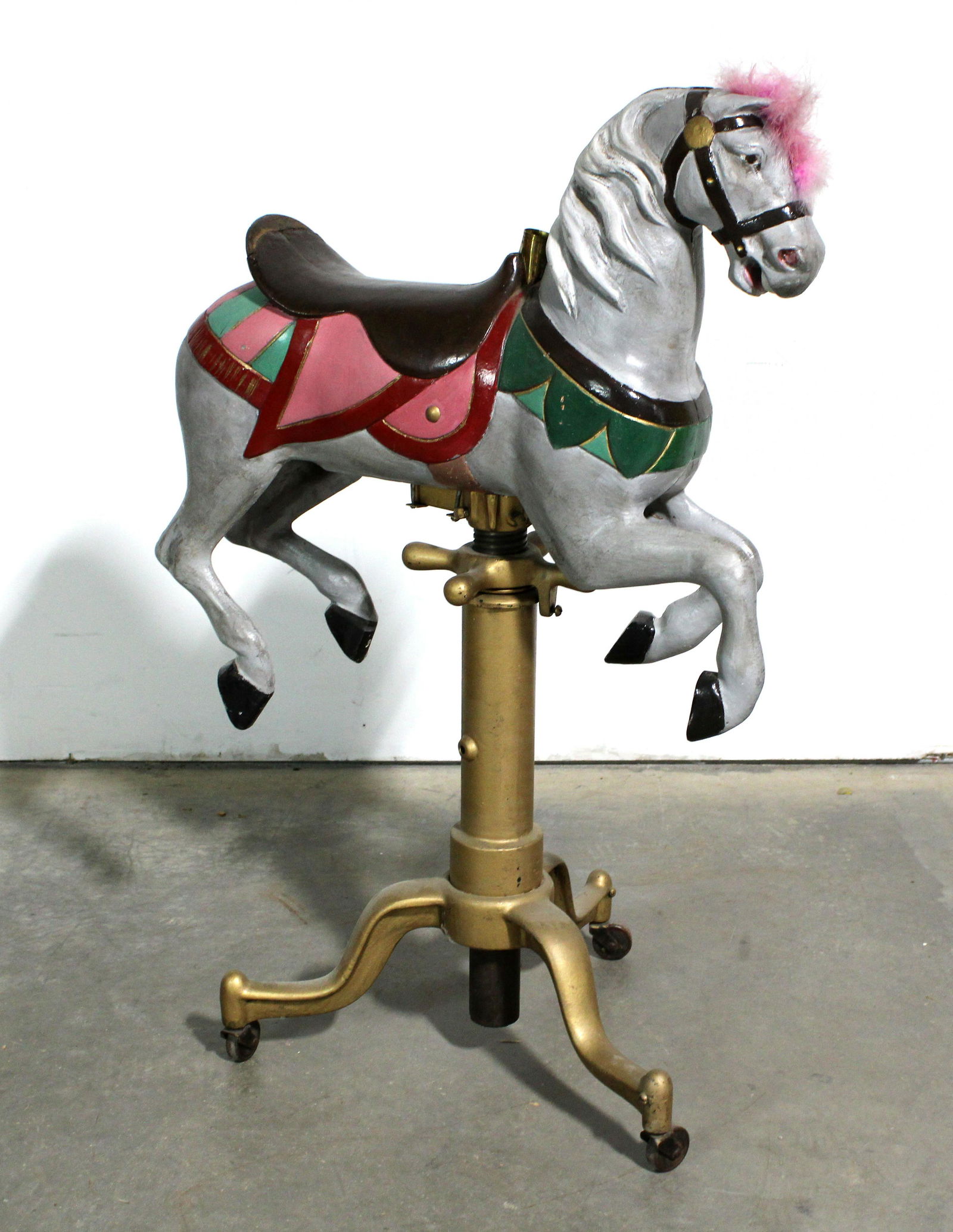 Small Cast Iron Carousel Horse On Stand