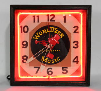 Wurlitzer Jukebox Themed Neon Clock, Contemporary