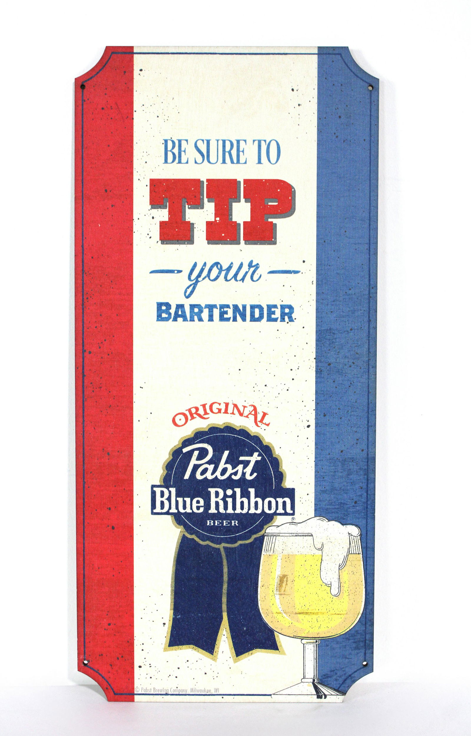 Pabst Blue Ribbon Pbr Beer "tip Your Bartender" Wooden Sign