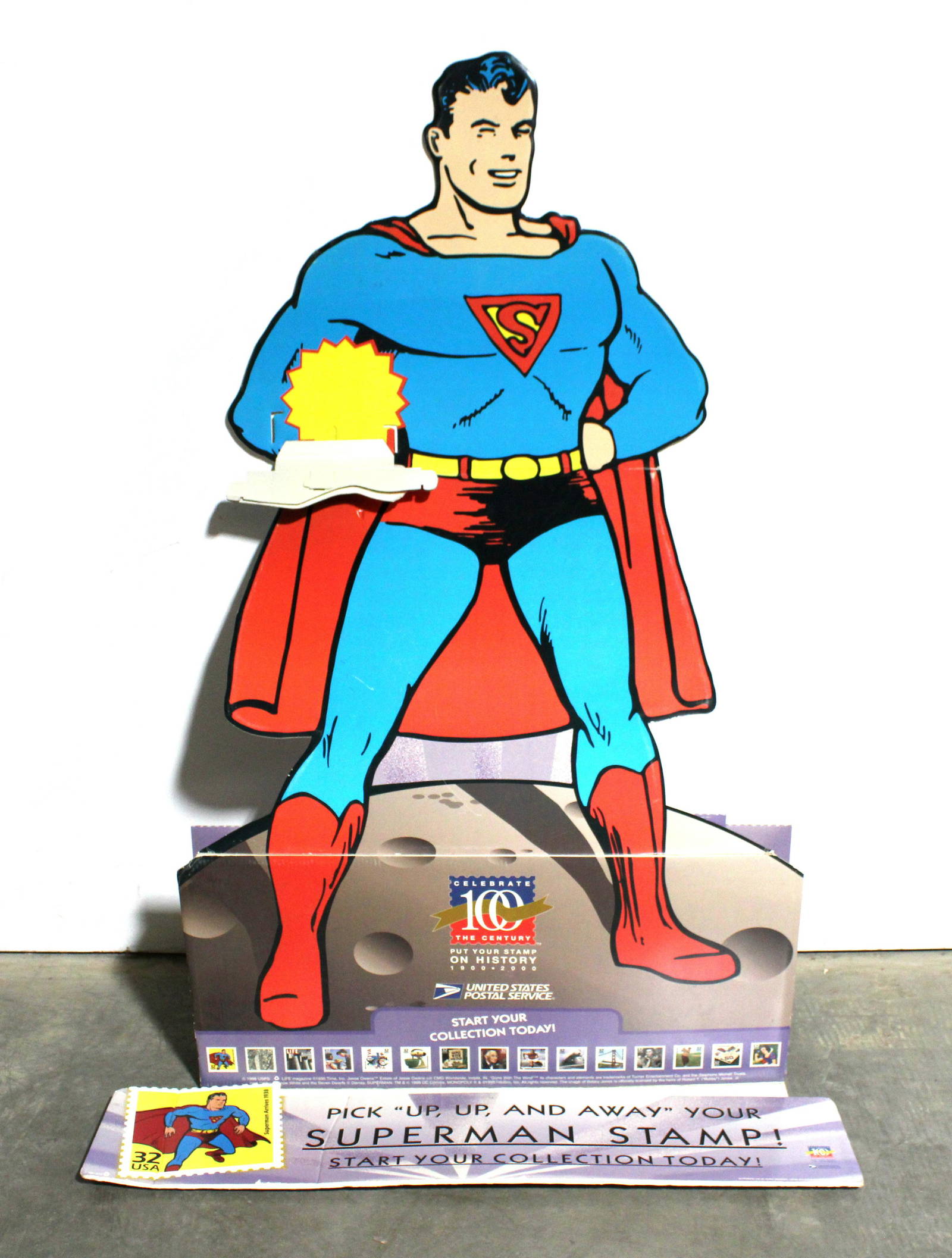 Superman Promotional Cardboard Display For Usps Stamps Auction