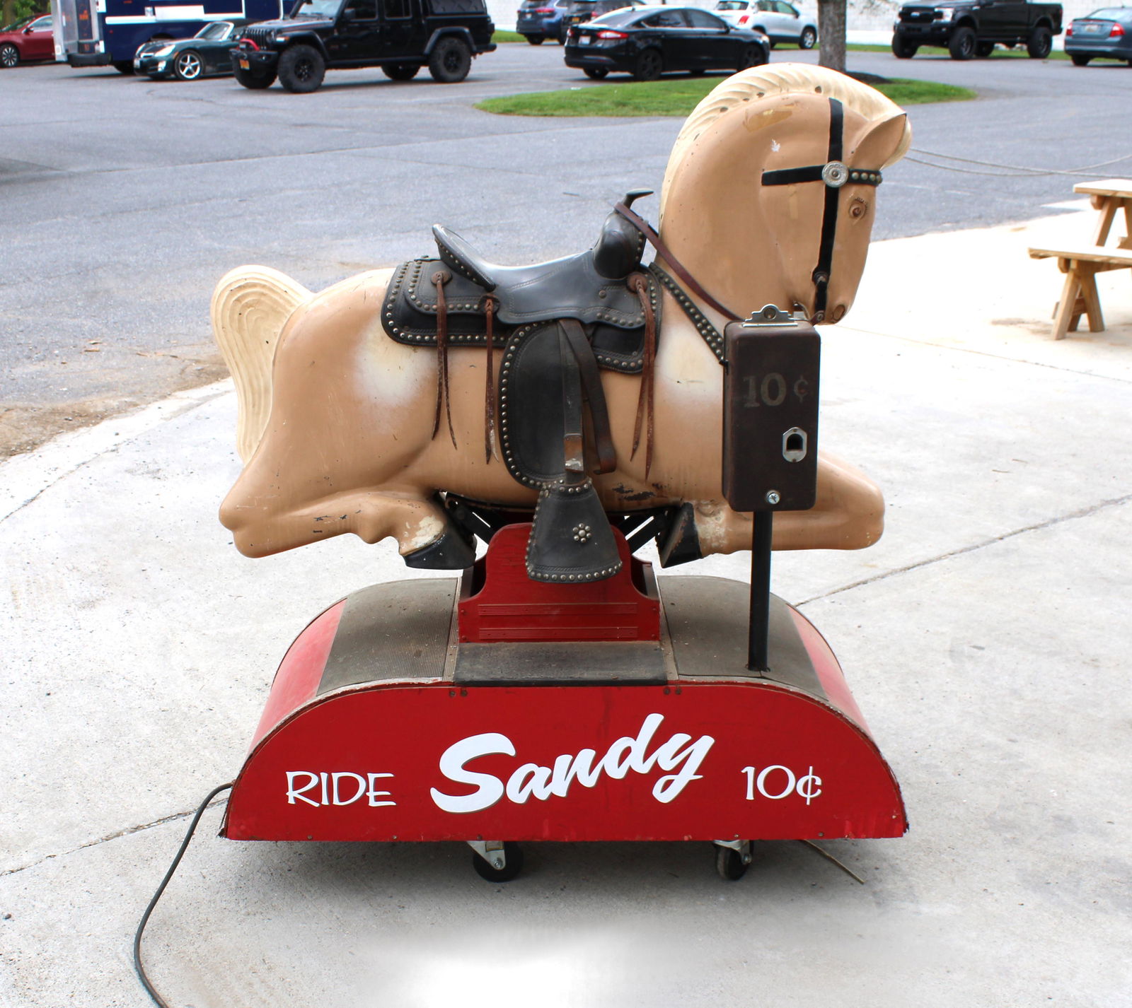 Ride Sandy Horse Kiddie Ride With Leather Saddle