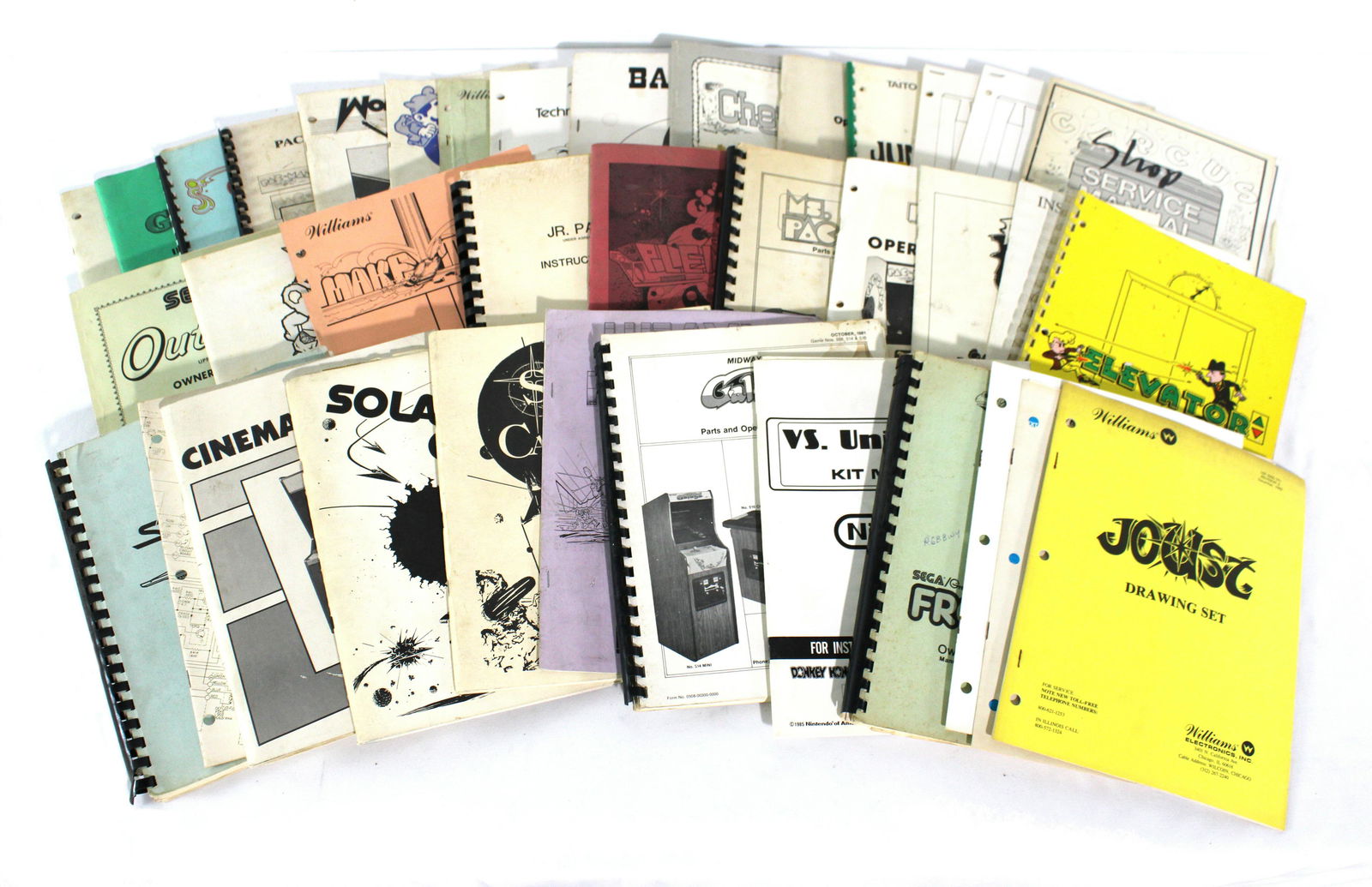 Arcade Game Manuals Including Pac Man, Elevator Action And Galaga