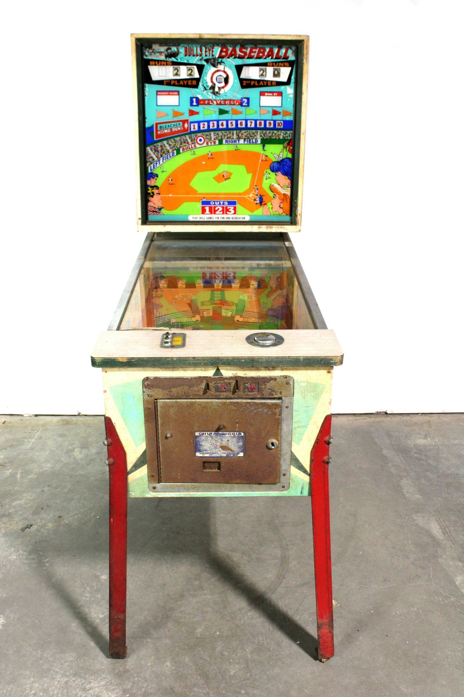 Chicago Coin Bulls Eye Baseball Pinball Machine