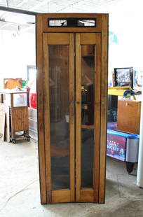 Antique Wooden Phone Booth With Phone