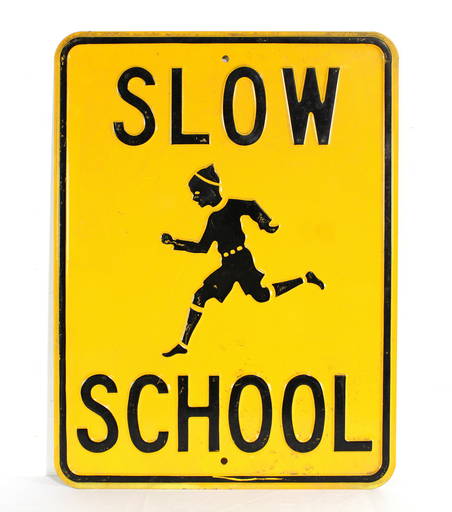 Embossed Slow School Street Sign