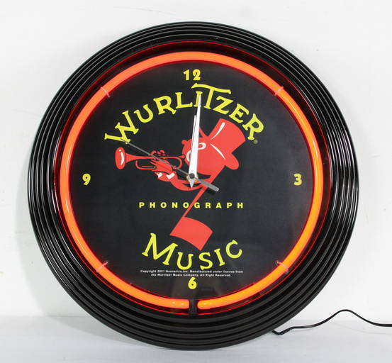 Wurlitzer Jukebox Themed Neon Clock, Contemporary