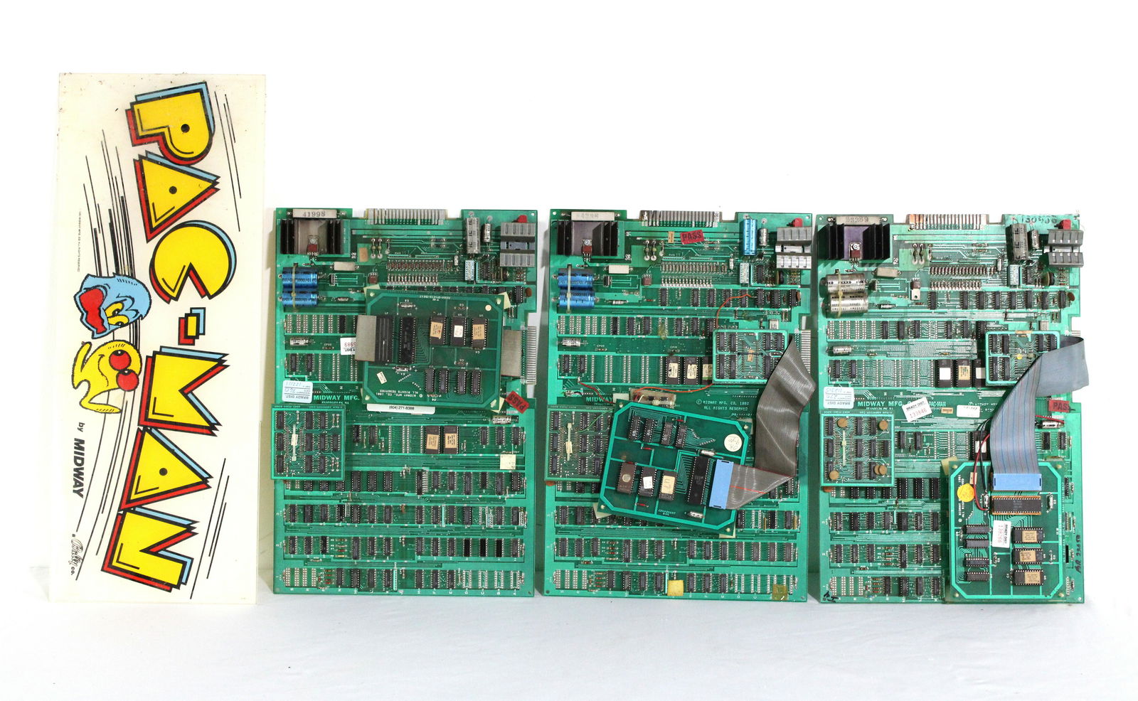Bally Ms. Pac Man Arcade Game Boards With Pac Man Header