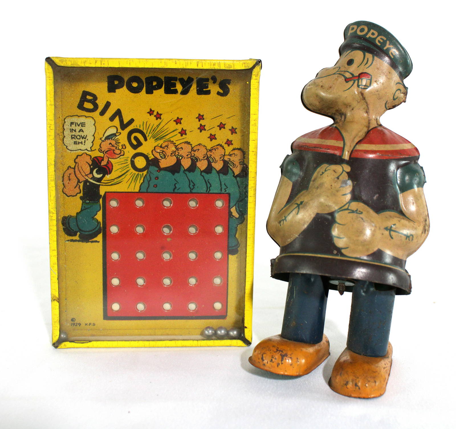 Popeye Tin Wind Up By Chien And Bingo Game Auction