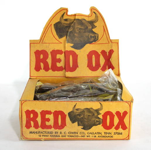 Red Ox Chewing Tobacco Box With Twirls, 1920s
