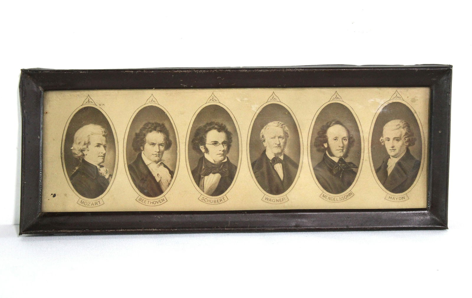Antique Composers Print In Frame Incl. Beethoven Auction