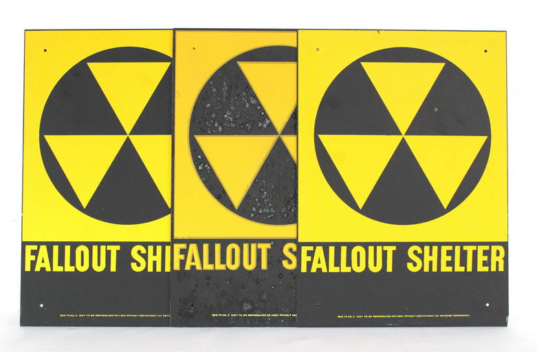 Nos Fallout Shelter Signs, Lot Of Three
