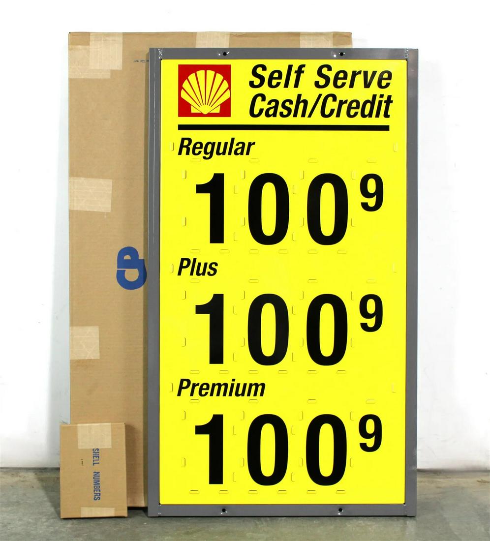 New Old Stock Shell Gas Station Pricing Sign With Numbers Auction