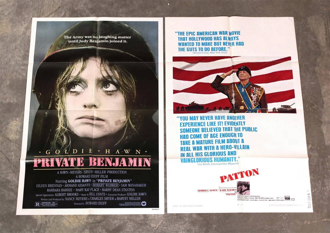 Movie Marquee Posters Incl. Patton And Private Benjamin Auction