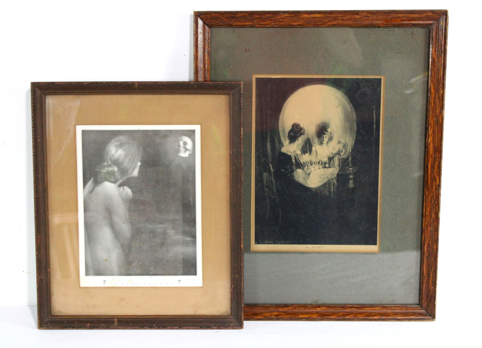 Charles Allan Gilbert "all Is Vanity" Print & Hopke Skull Print, Framed