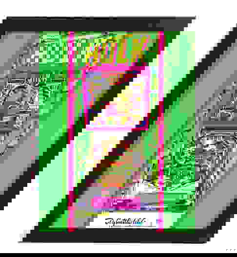 Gottlieb The Incredible Hulk Pinball Art, Framed Auction