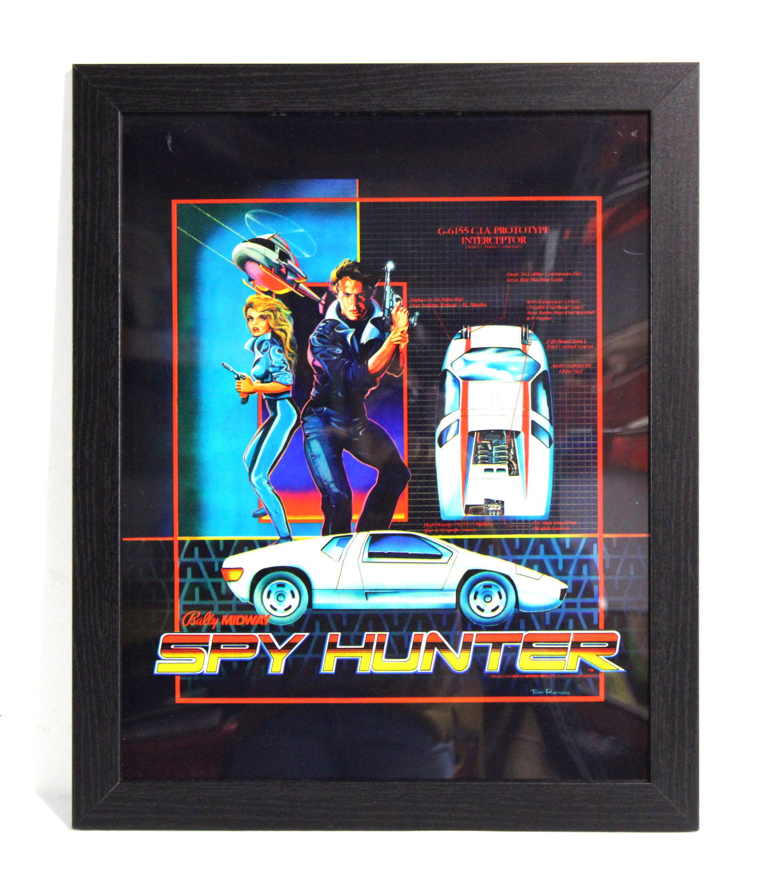 Bally Midway Spy Hunter Arcade Art, Framed Auction