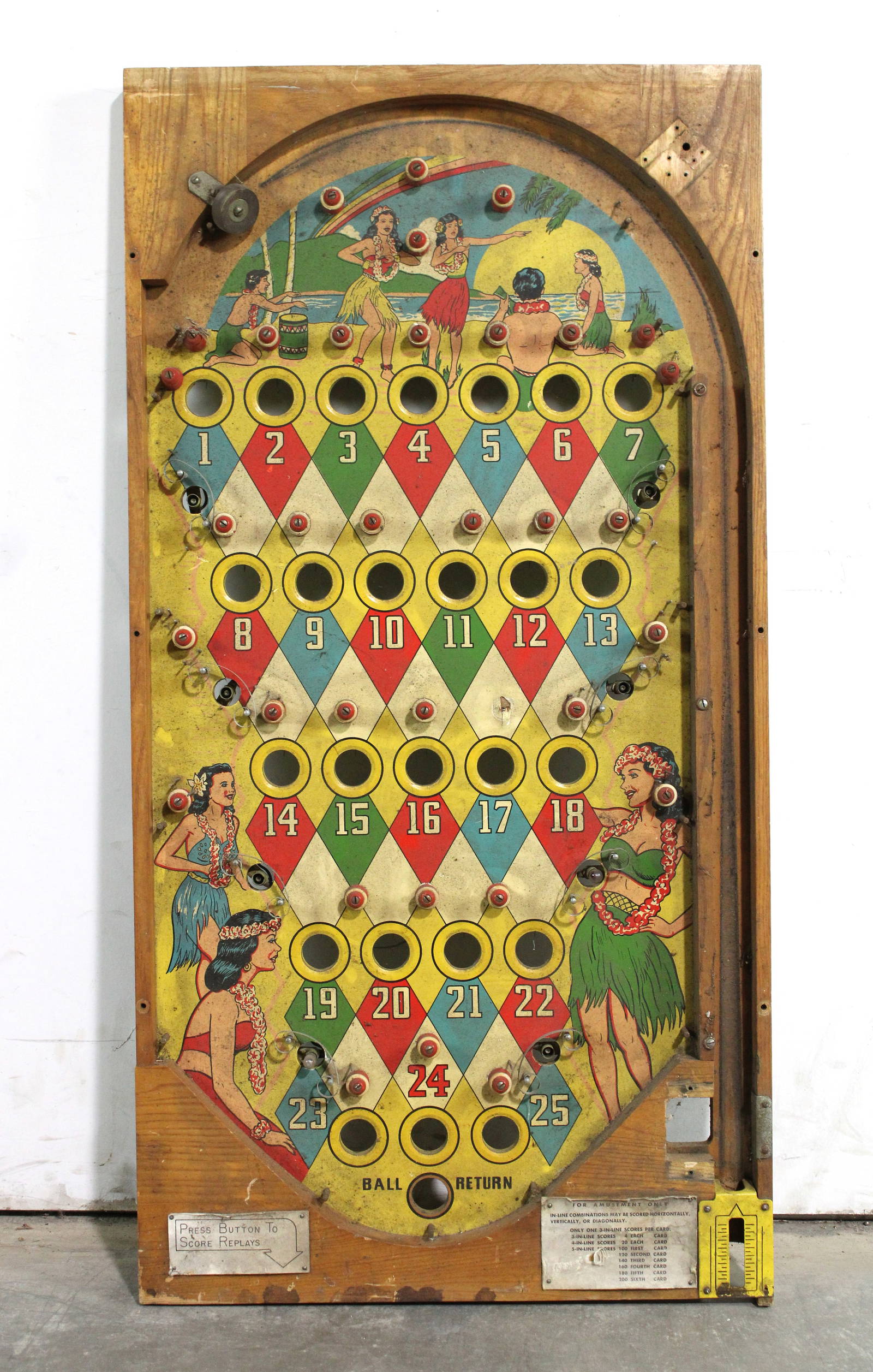 Bally Hawaiian Themed Bingo Pinball Machine Playfield Auction