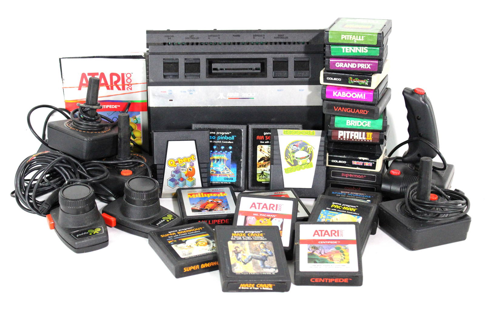 Atari 2600 Game Console With Games Incl. Pac-man, Q*bert, Centipede Auction