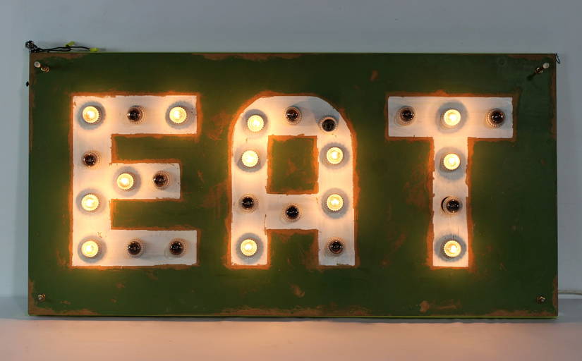 Eat Light Up Hanging Sign / Chalkboard