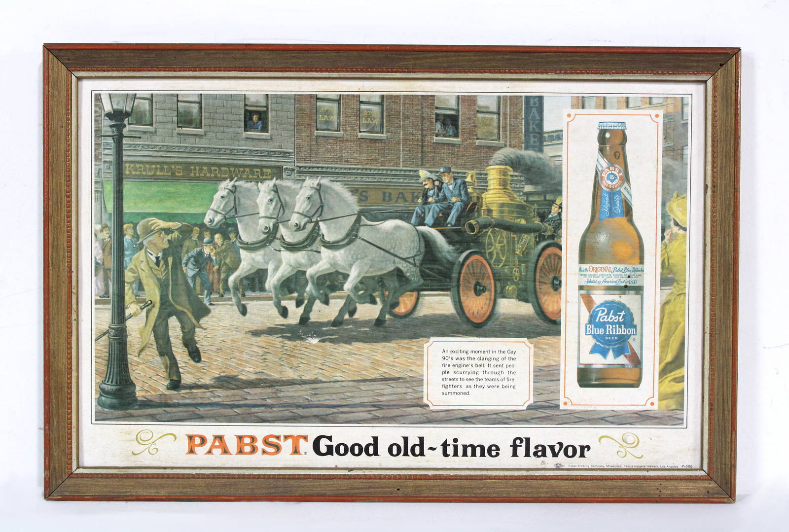 Pabst Blue Ribbon Framed Cardboard Advertisement Auction