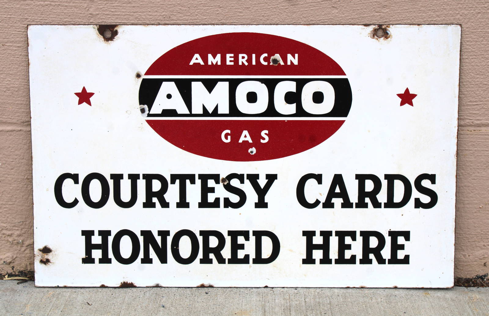 Porcelain Amoco Courtesy Cards Ds Sidewalk Sign Auction