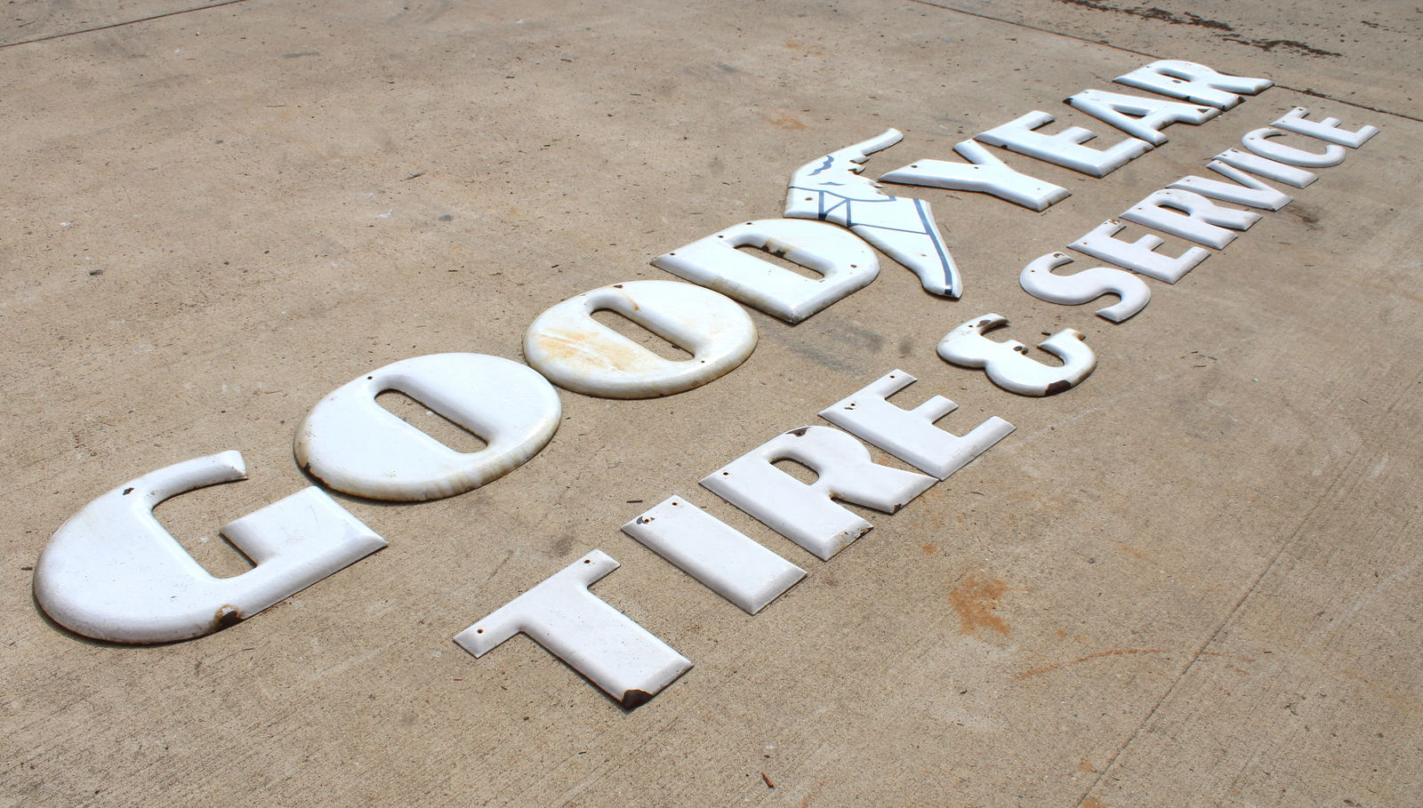 Goodyear Tires And Service Porcelain Dealership Letter Sign With Winged ...