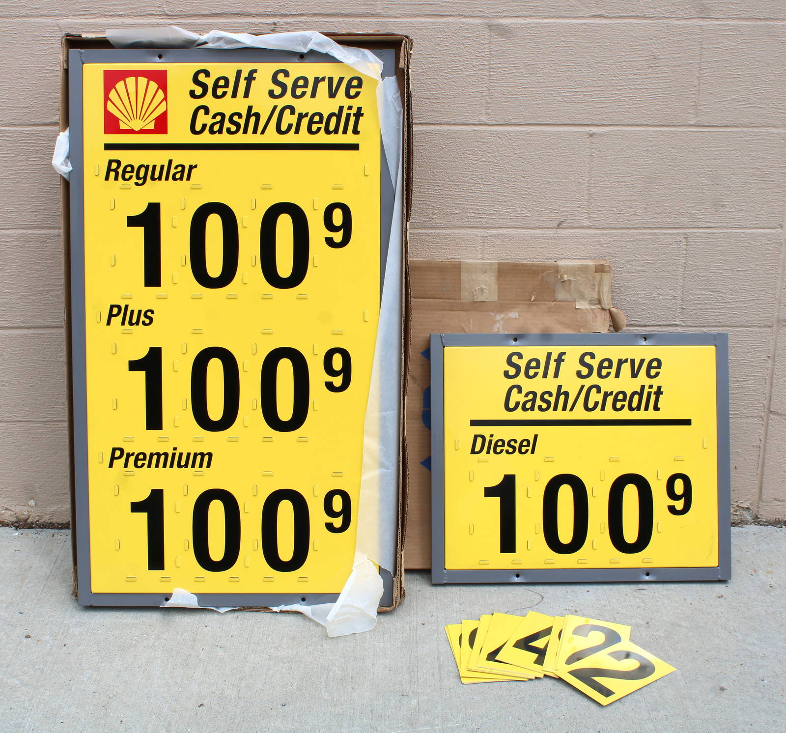 New Old Stock Shell Gas Station Pricing Signs Auction