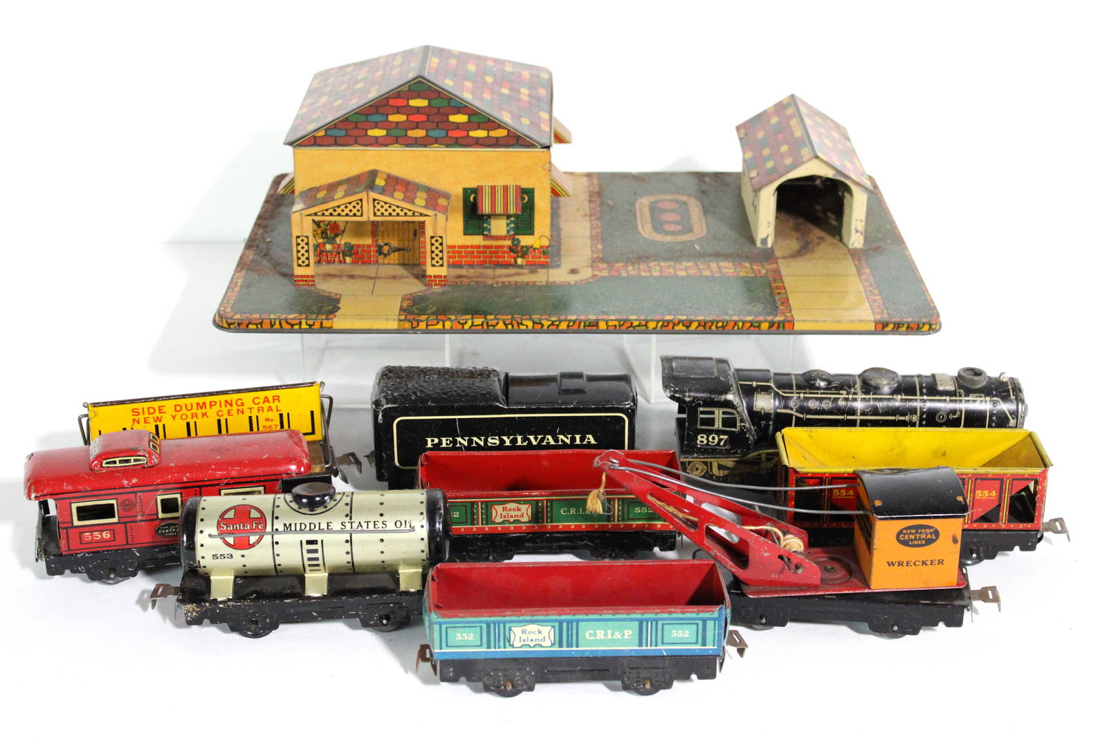 Marx Tin Toys Incl. Train Cars And House Auction