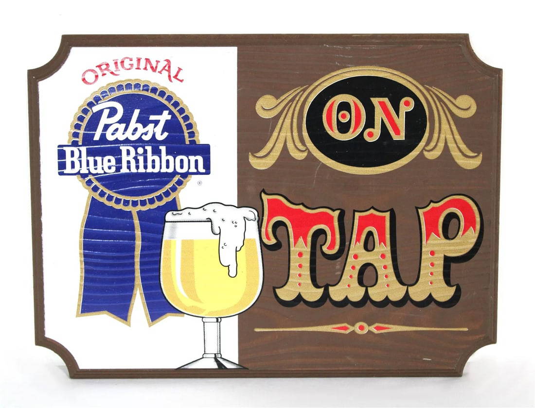 Pbr Pabst Blue Ribbon "on Tap" Wooden Sign Auction