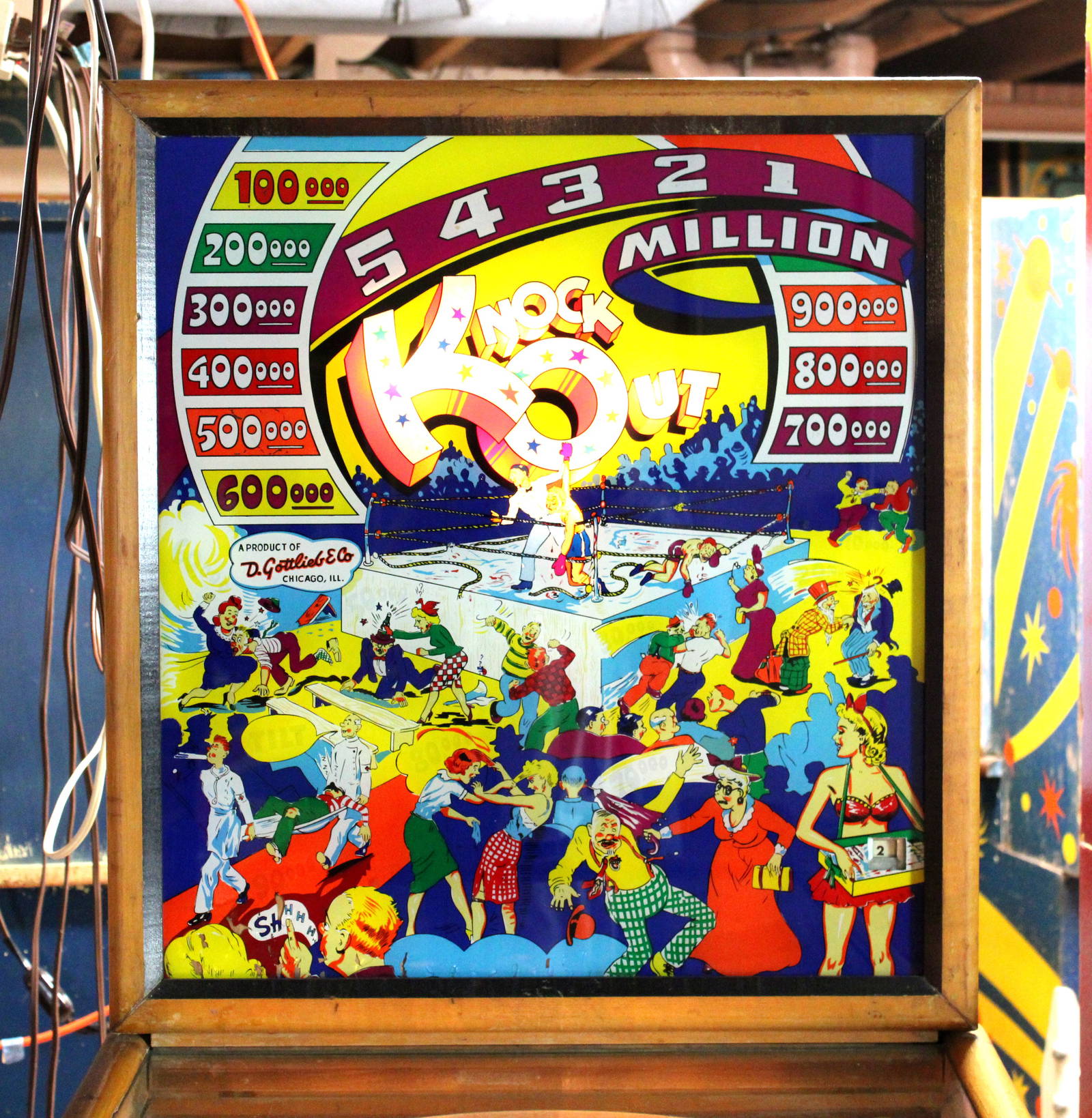 Gottlieb Knock Out Woodrail Pinball Machine, Animated Playfield 1950 ...