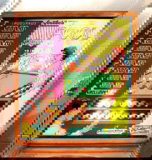 Gottlieb Roto Pool Woodrail Pinball Machine, 1958