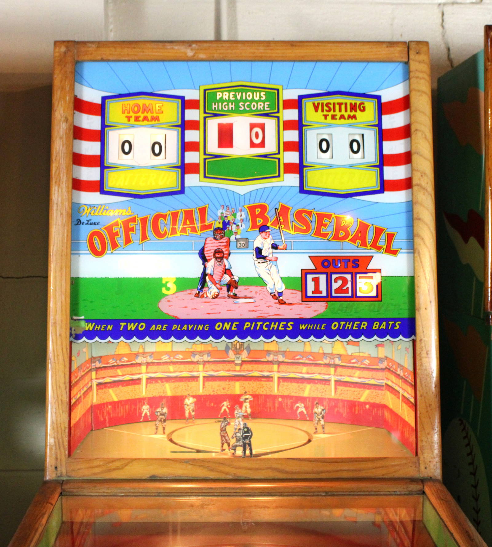 Williams Official Baseball Woodrail Pinball Machine, 1960 Auction