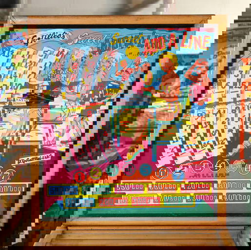 Gottlieb Sweet Add A Line Woodrail Pinball Machine, 1955