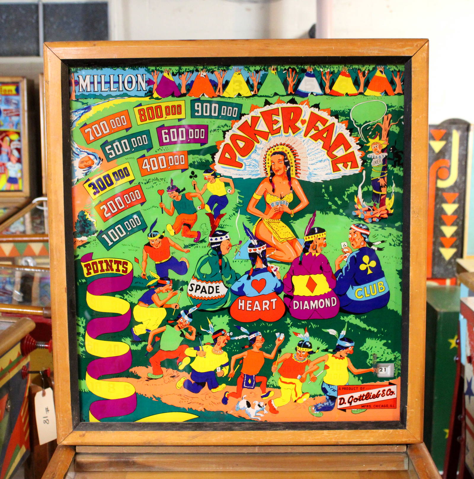 Gottlieb Poker Face Woodrail Pinball Machine, 1953 Auction