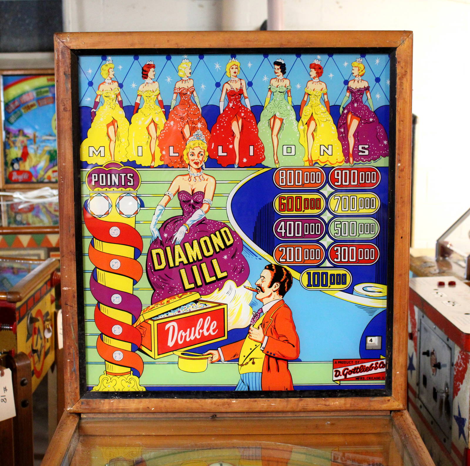 Gottlieb Diamond Lill Woodrail Pinball Machine, 1954 Auction