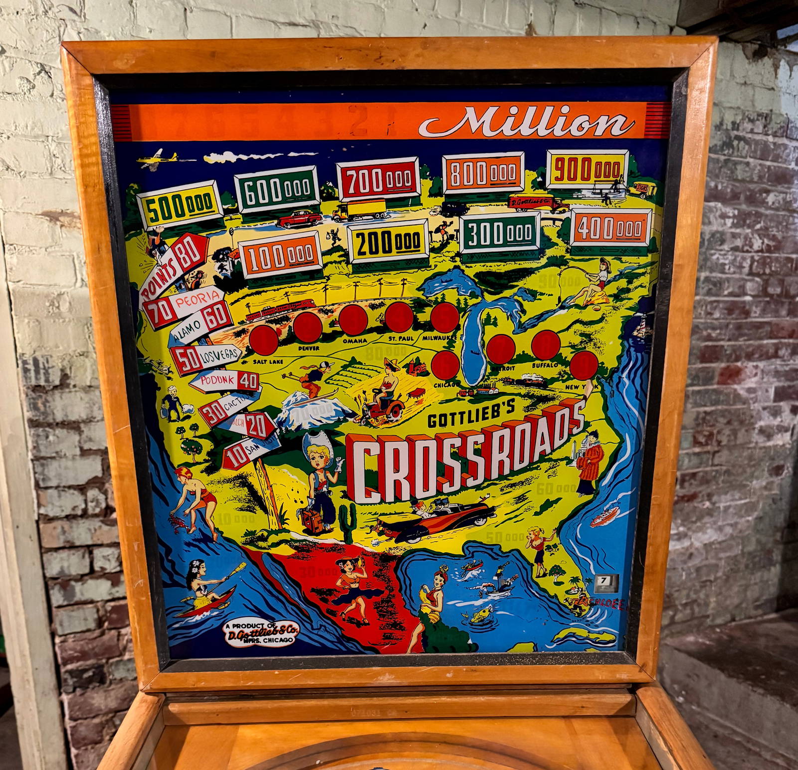 Gottlieb Crossroads Woodrail Pinball Machine, 1952 Auction