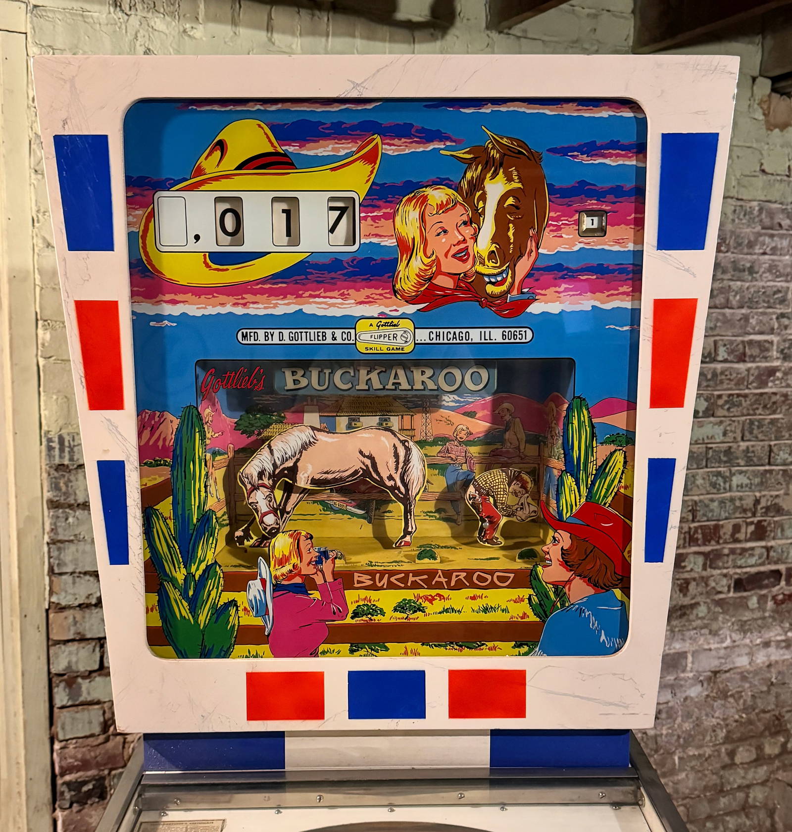 Gottlieb Buckaroo Pinball Machine, Animated Backglass, 1965 Auction